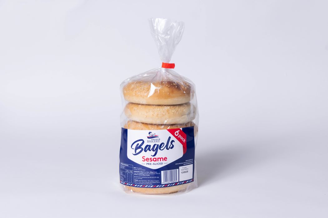 Bagels Sesame 6 pack, available at the French Bakery.